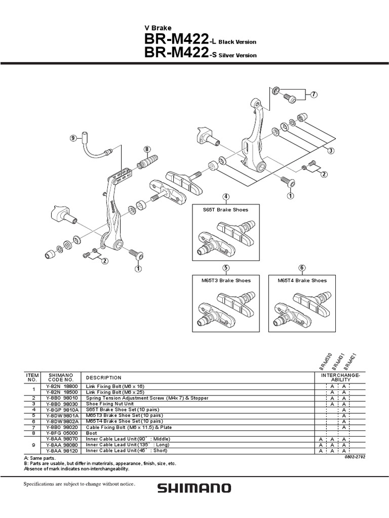 Shimano BR-M422 | PDF | Screw | Manufactured Goods