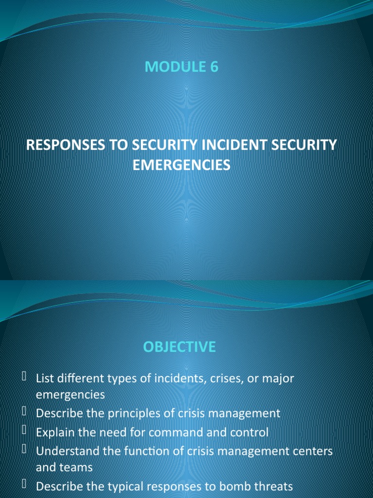 MODULE 6 Response To Security Incidents | PDF | Crisis Management | Airport