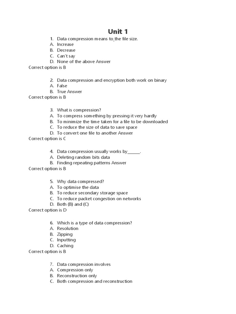 DC - MCQ Unit-01 | PDF | Data Compression | Computer Engineering