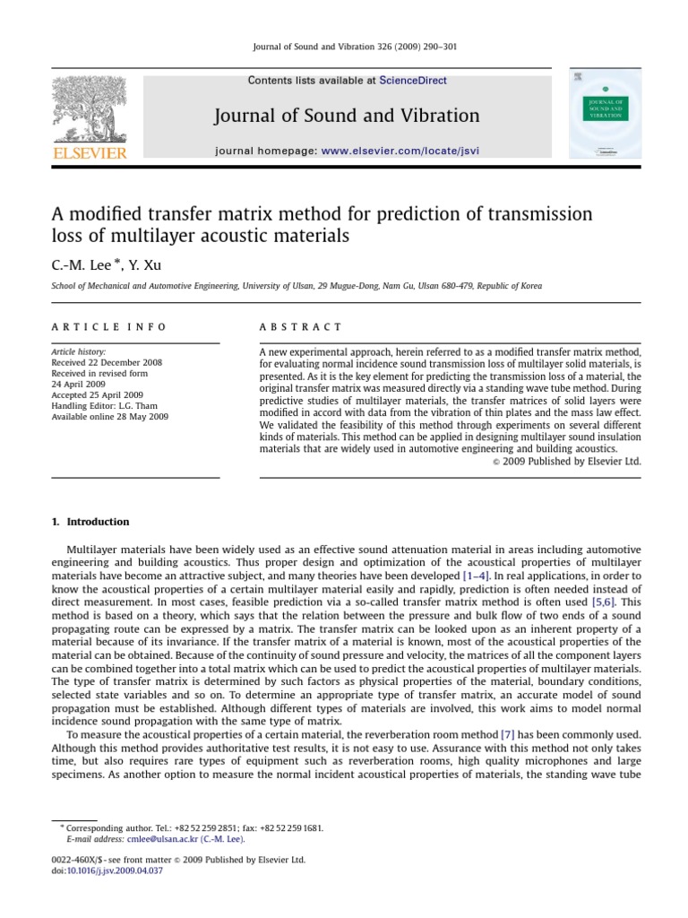 A Modified Transfer Matrix Method For Prediction of Transmission Loss ...