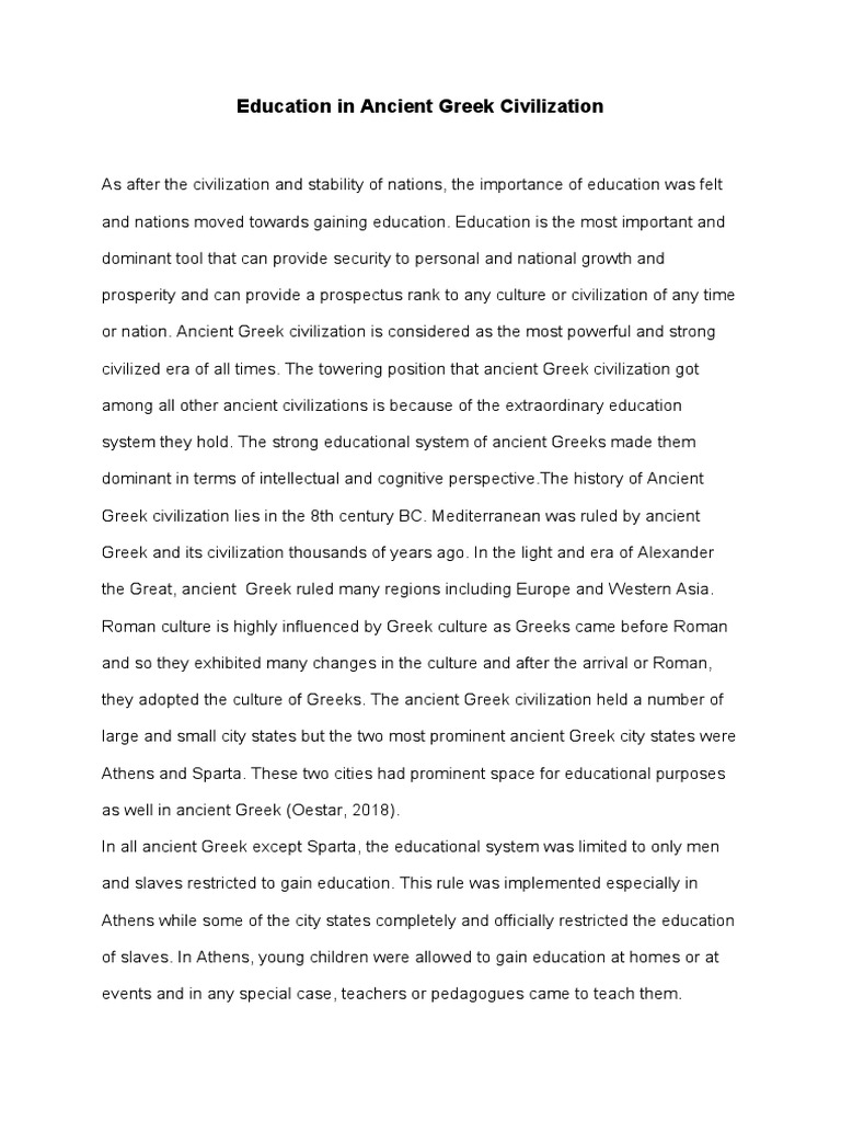 Education in Ancient Greek Civilization | PDF | Ancient Greece | Greece
