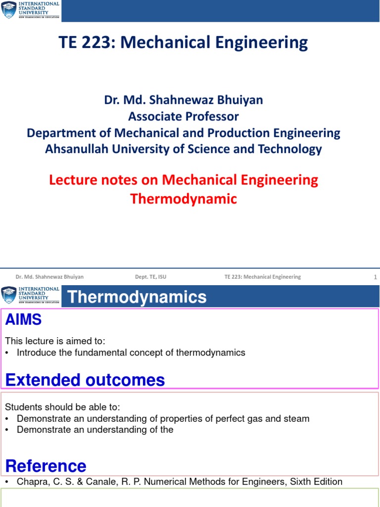 TE 223-Lec 2 (Thermodynamics) | PDF | Thermodynamic Equilibrium | Thermodynamics