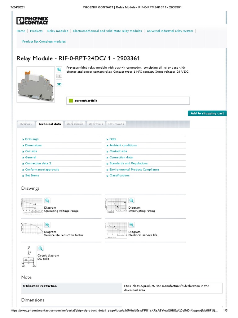 Phoenix Contact - Relay Module - Rif-0-Rpt-24dc - 1 - 2903361 | PDF