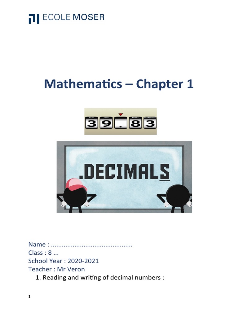 Decomposing and Comparing Decimals | PDF | Numbers | Decimal