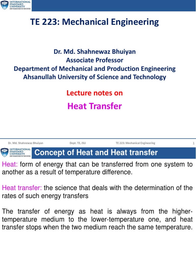 Heat Transfer Lecture Notes | PDF | Heat Transfer | Thermal Conduction