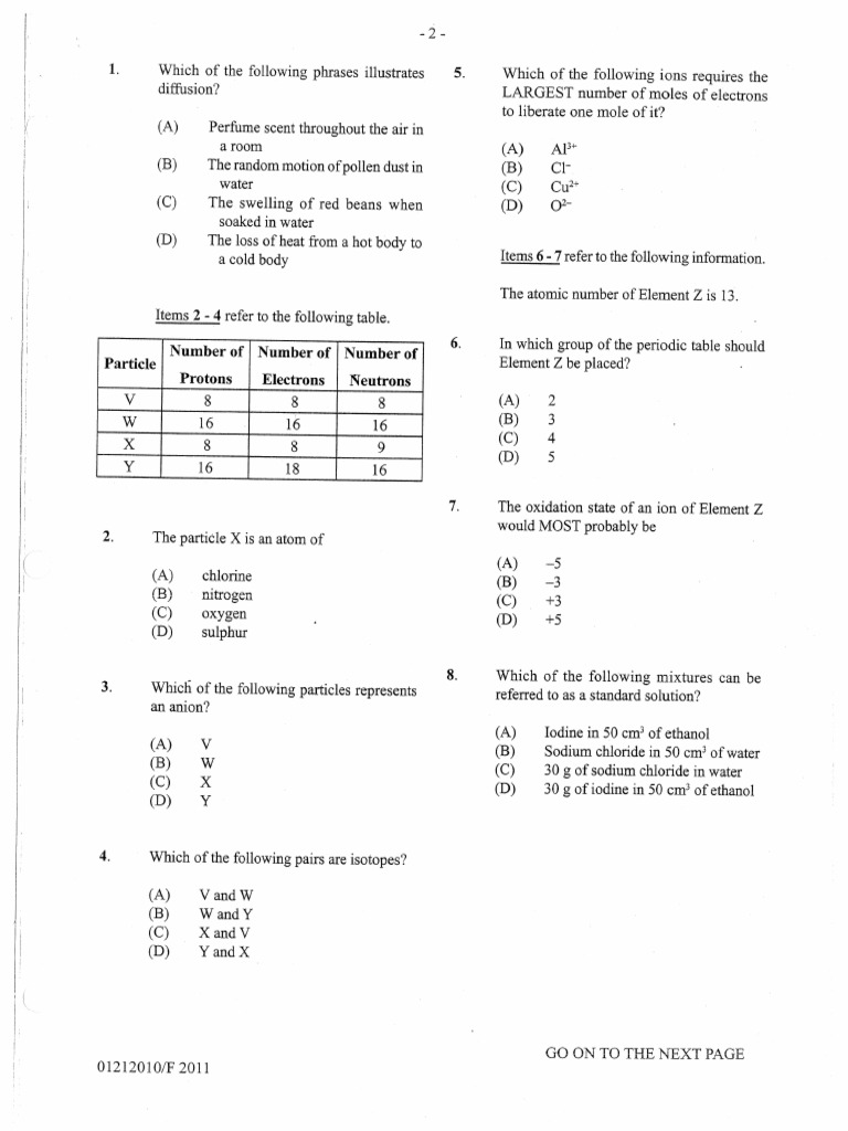 CSEC Chemistry Paper 1 MayJune 2011 | PDF