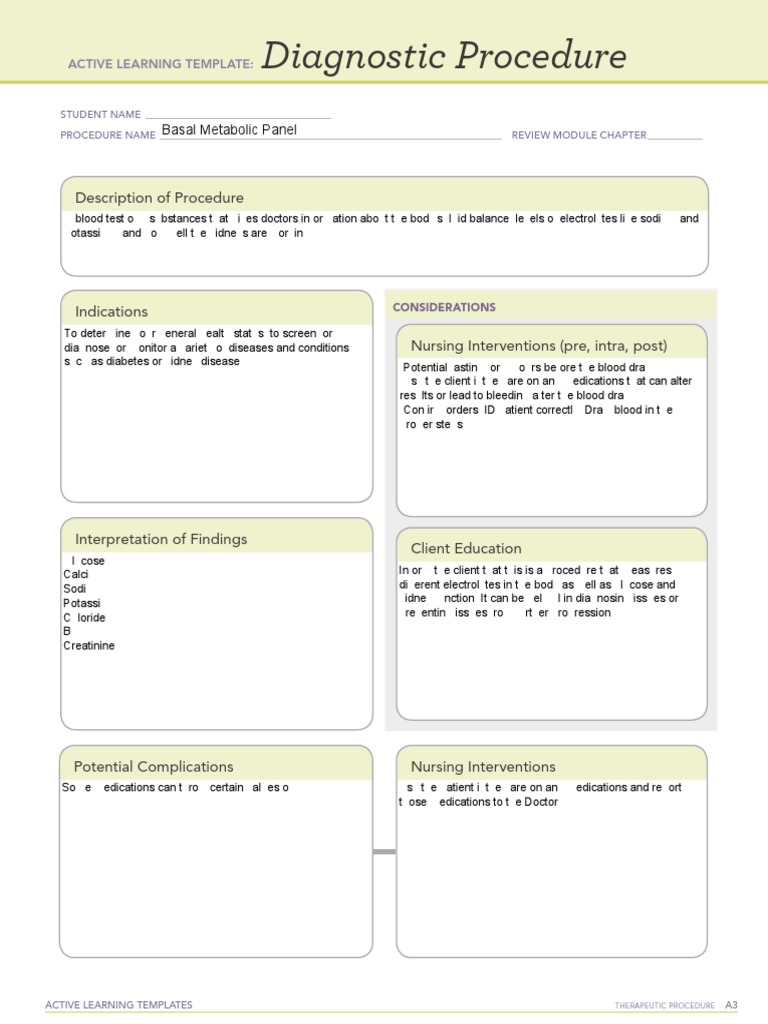 ATI Diagnostic Basic Metabolic Panel | PDF