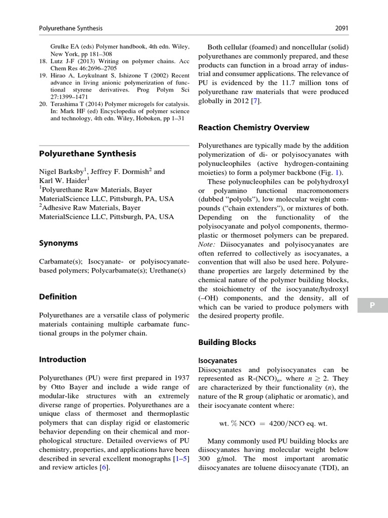 Polyurethane Synthesis: Reaction Chemistry Overview | Download Free PDF ...
