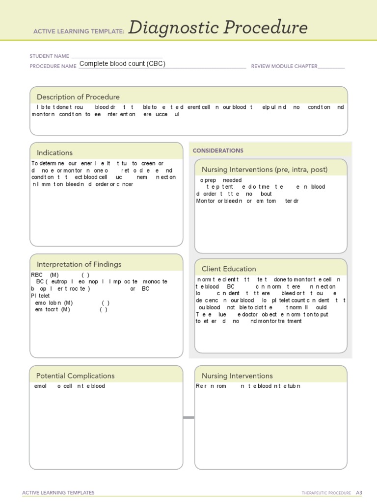 ATI Diagnostic Procedure CBC | PDF