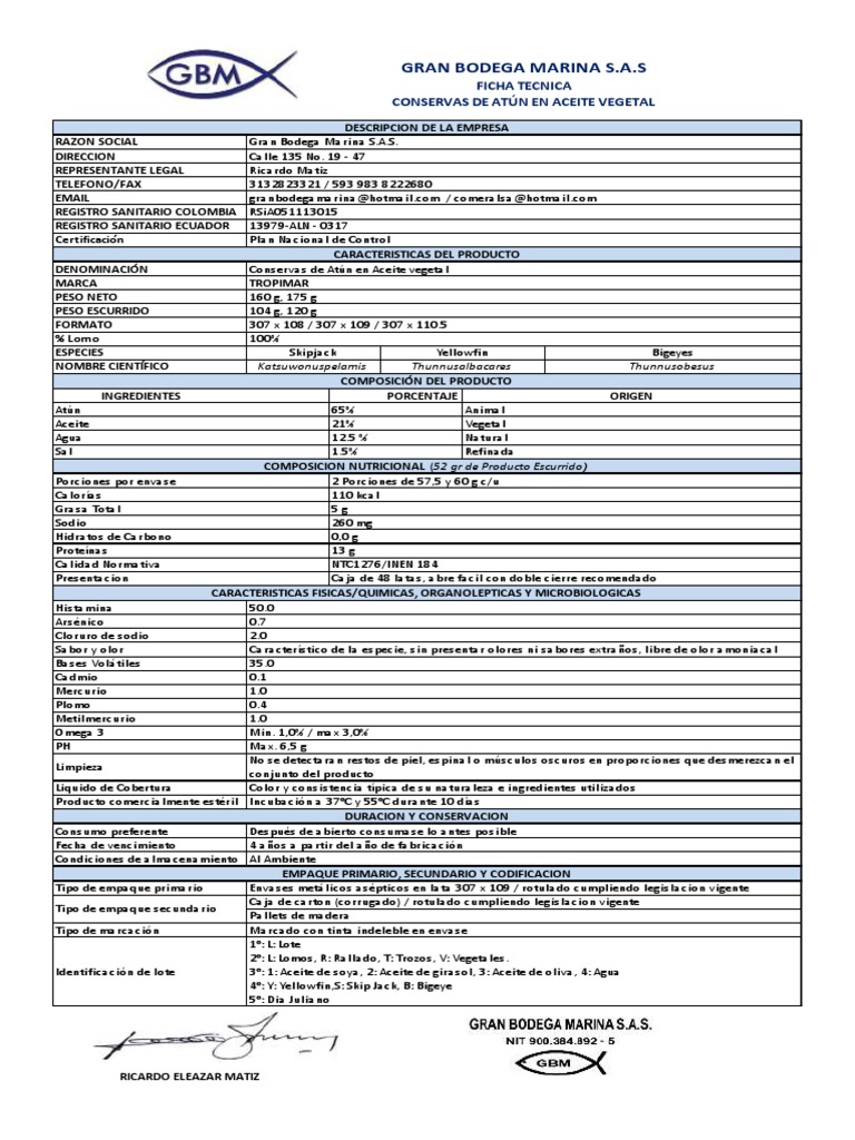 Ft. Atun Tropimar en Aceite | PDF | Aceite de oliva | Materiales