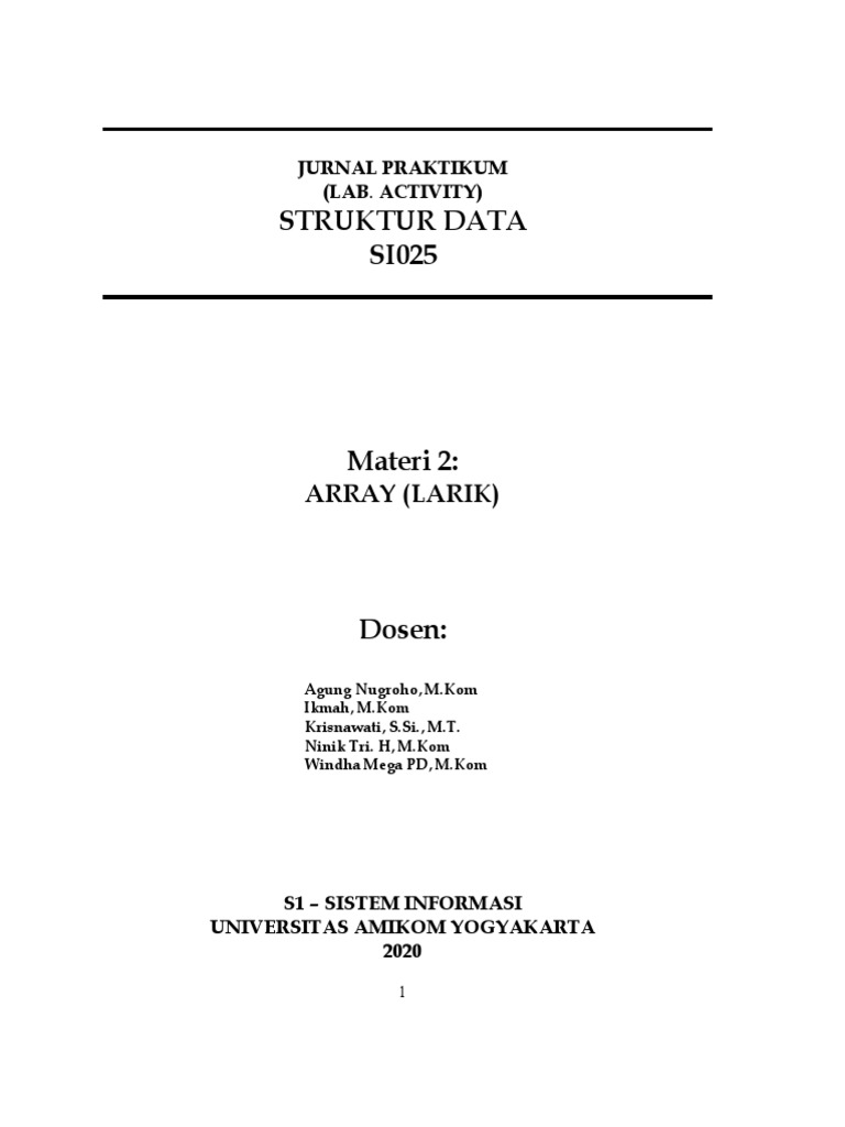 Jurnal Praktikum SD Chapter 2 Array | PDF | Metode & Bahan Ajar