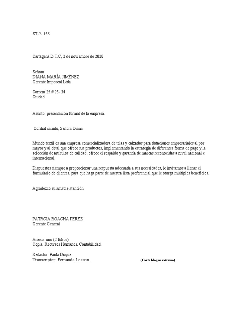 Carta Comercial Estilo Bloque Extremo | PDF