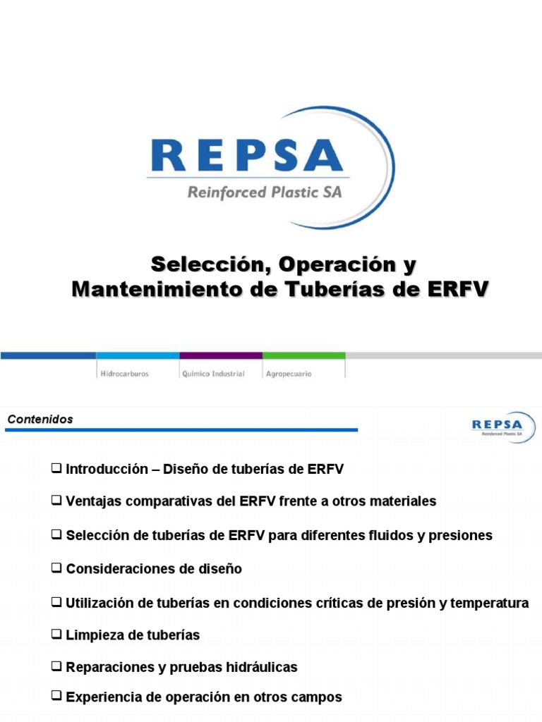 Tuberías de ERFV Fibra de Vidrio | PDF | Resistencia a la tracción ...