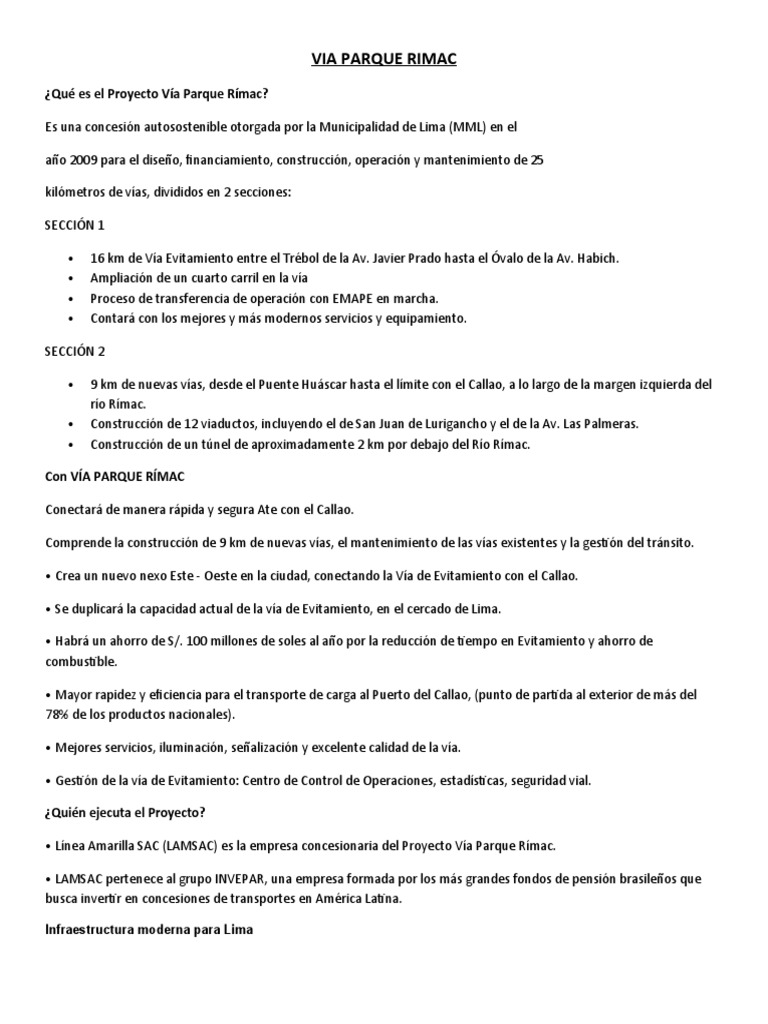 Via Parque Rimac | PDF | Lima | Túnel
