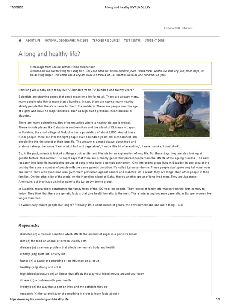A Long and Healthy Life - NGL Life | PDF | Genetic Disorder | Genetics
