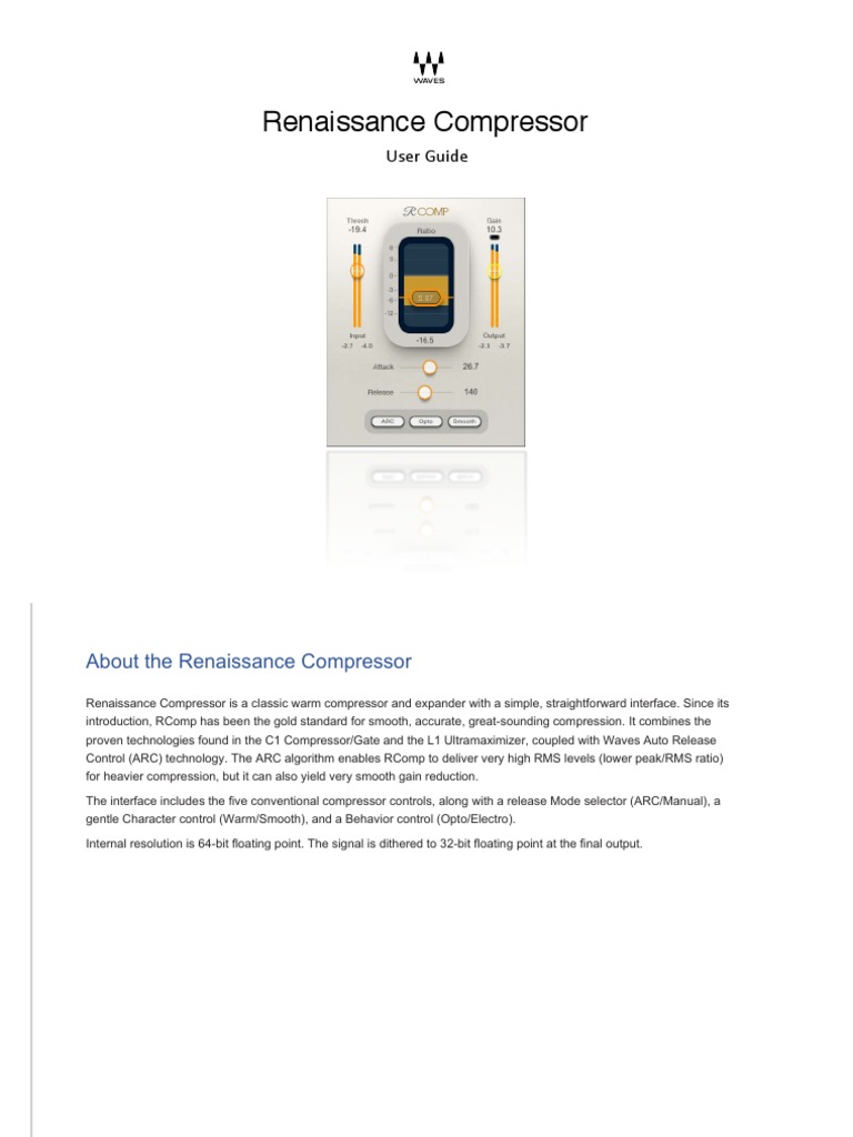 Renaissance Compressor: User Guide | Download Free PDF | Sound ...