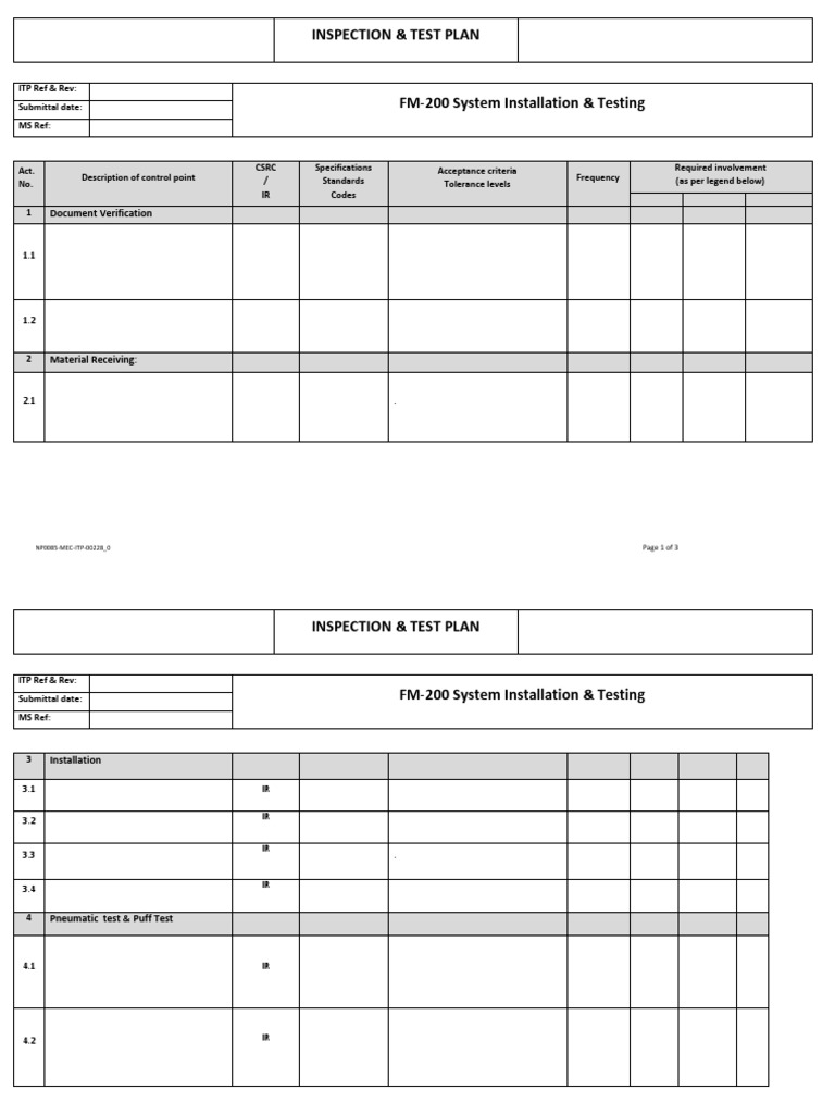 Inspection Test Plan | PDF | Systems Engineering | Computing And ...