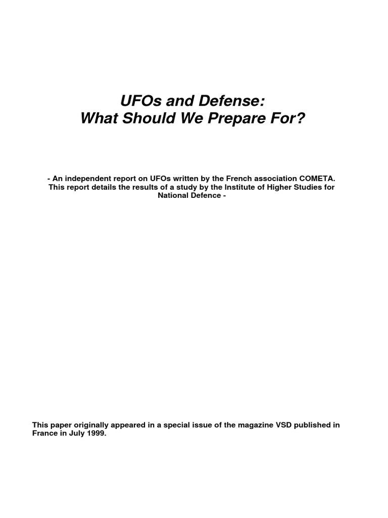 COMETA Report Englisch | PDF | Unidentified Flying Object | Radar