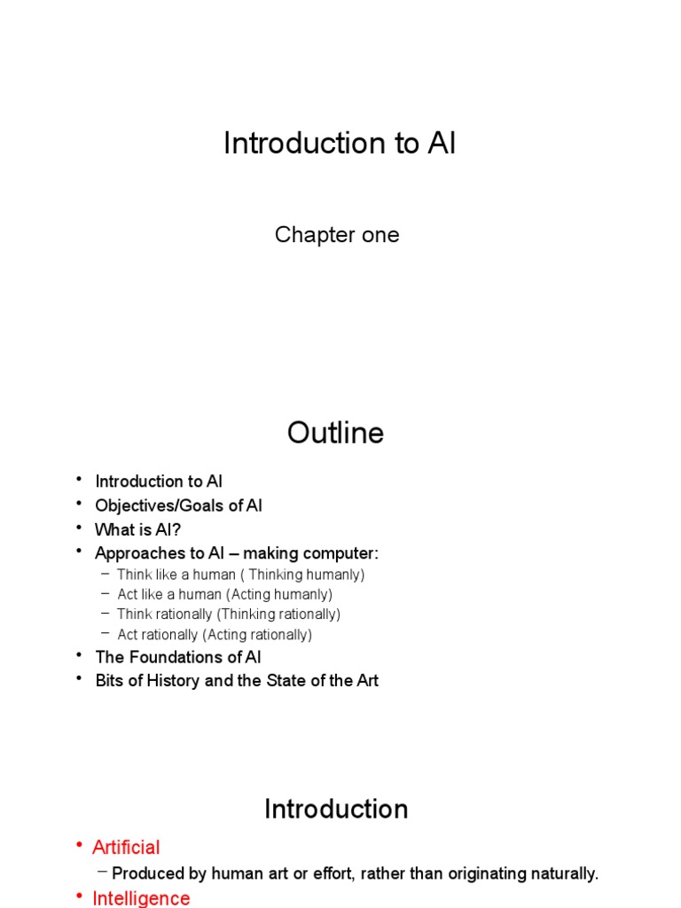 Introduction To AI: Chapter One | PDF | Artificial Intelligence ...