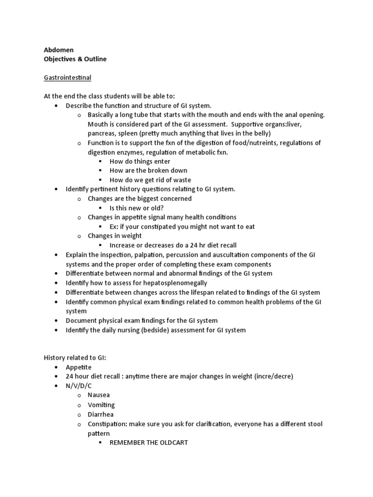 Assessment of The Abdomen | PDF | Abdomen | Constipation