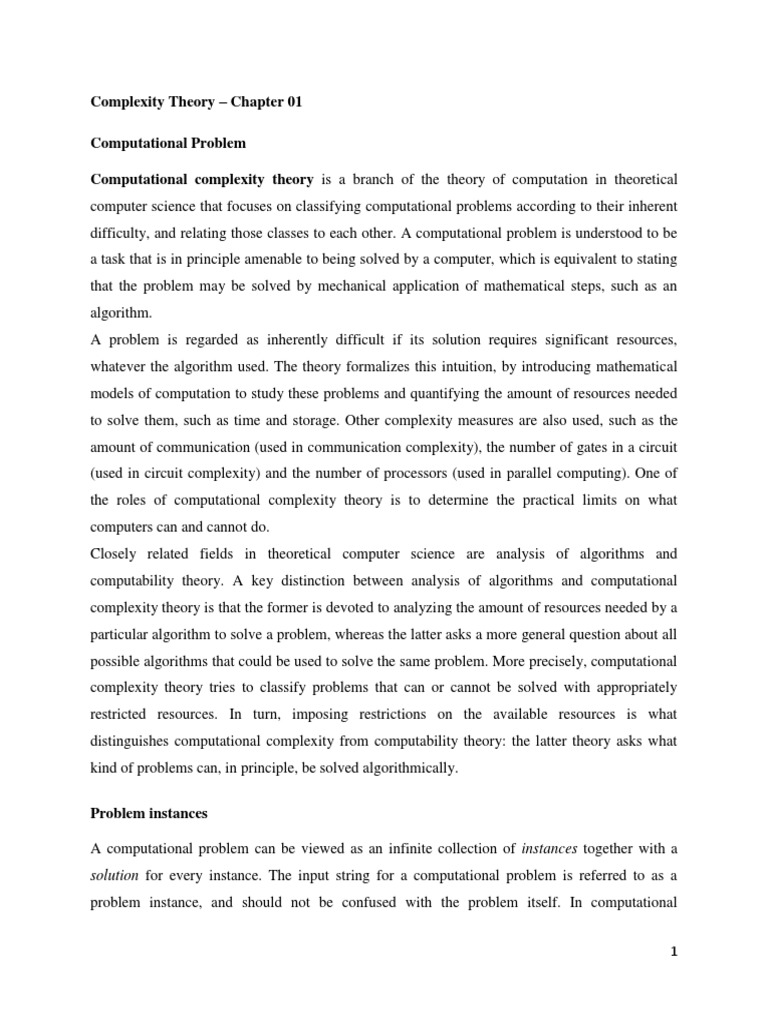 Complexity Theory - Chapter 01 | PDF | Computational Complexity Theory ...