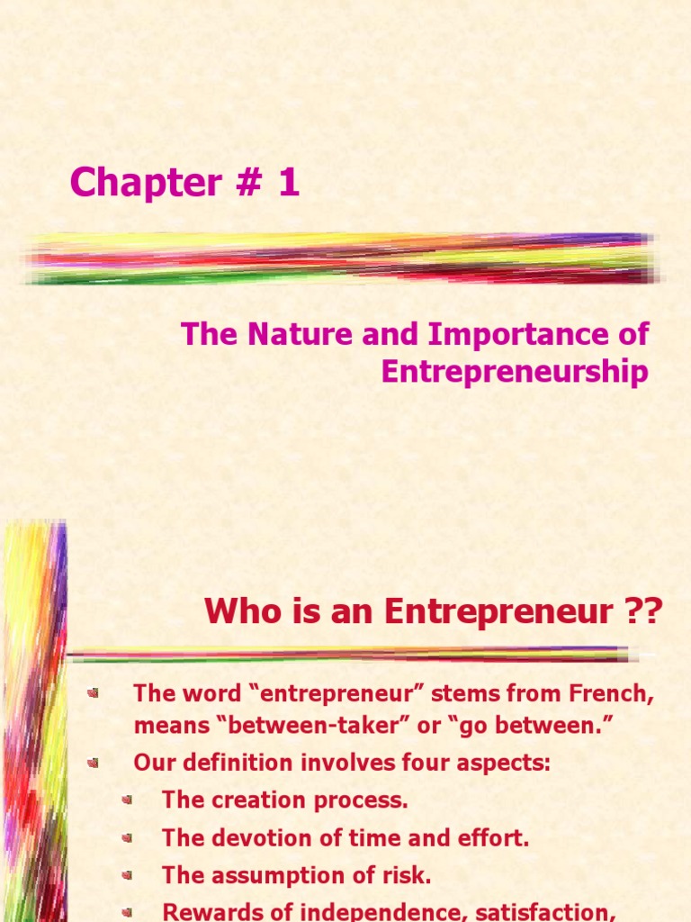 Chapter # 1: The Nature and Importance of Entrepreneurship | PDF ...