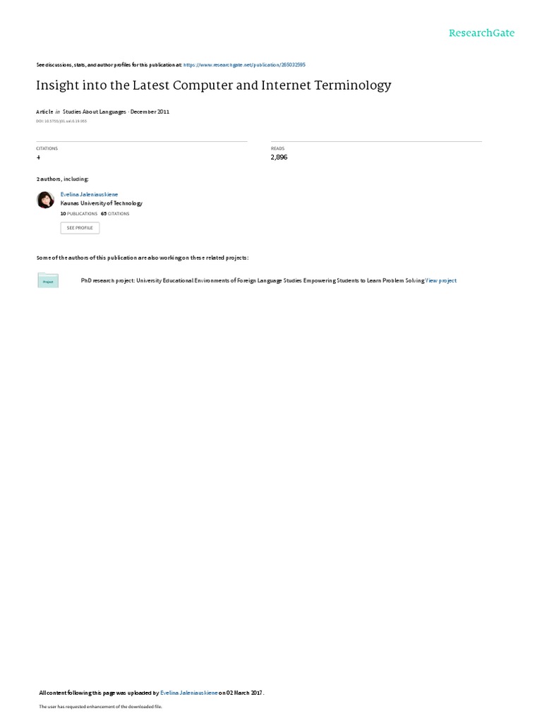 Insight Into The Latest Computer and Internet Terminology: Studies ...
