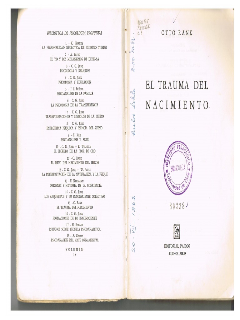 Otto Rank El Trauma Del Nacimiento PDF | PDF