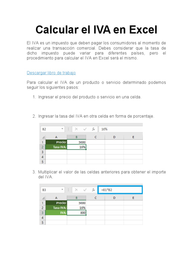 Calcular IVA en Excel: Guía Práctica | PDF | Microsoft Excel | Impuesto ...