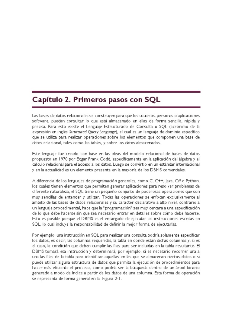 Capítulo 2. Consultas en SQL Sobre Una Tabla | PDF | SQL | Base de datos relacional