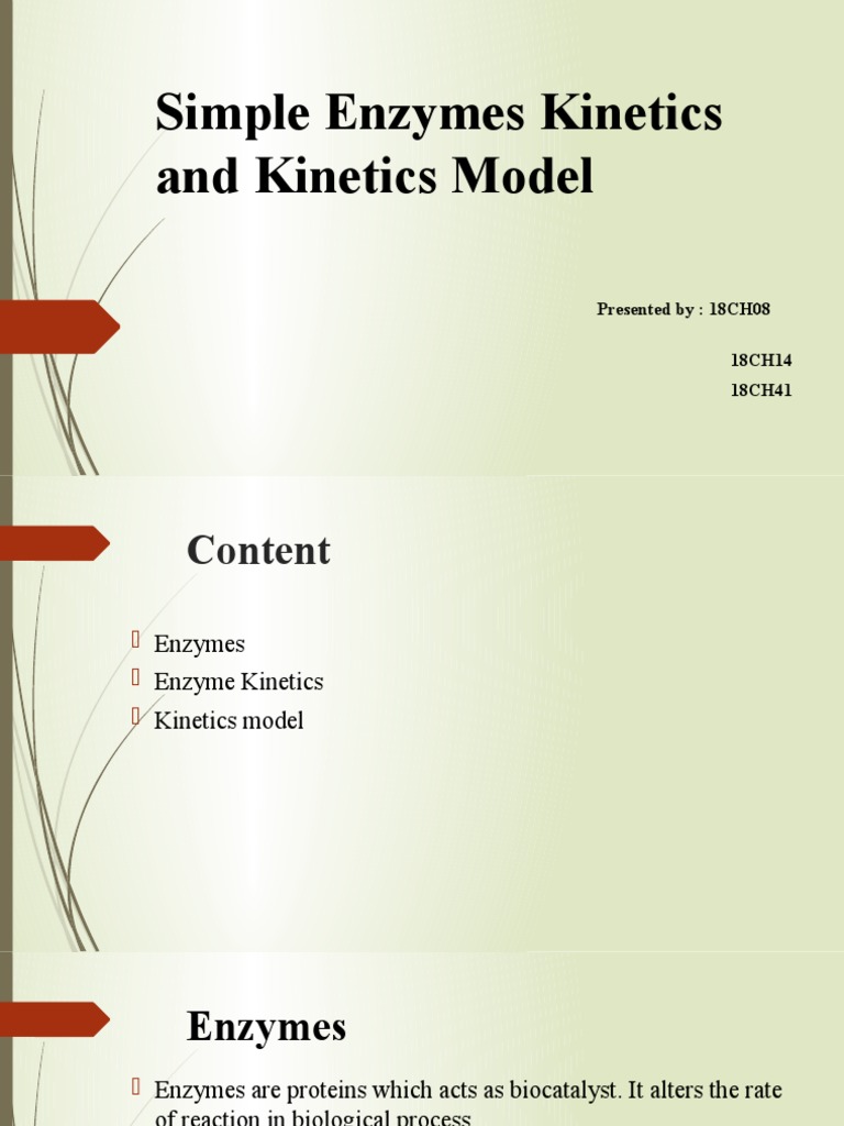 Simple Enzymes Kinetics and Kinetics Model | PDF | Enzyme | Chemical ...