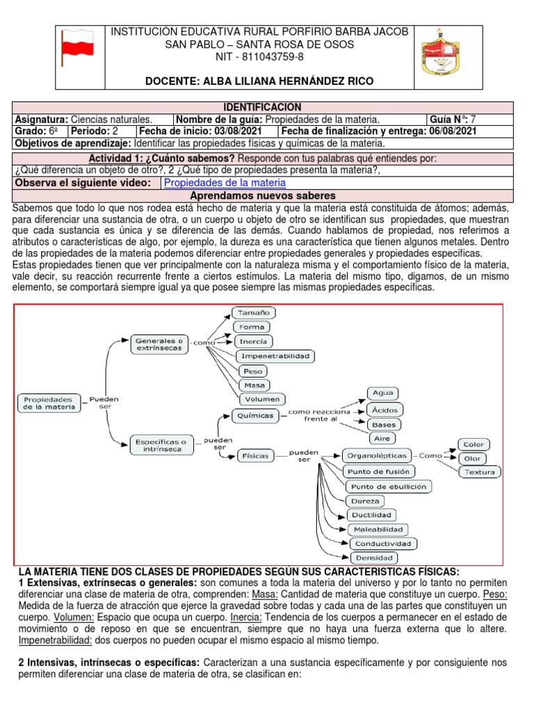 1 Guía 7 Propiedades de La Materia | PDF | Importar | Redox