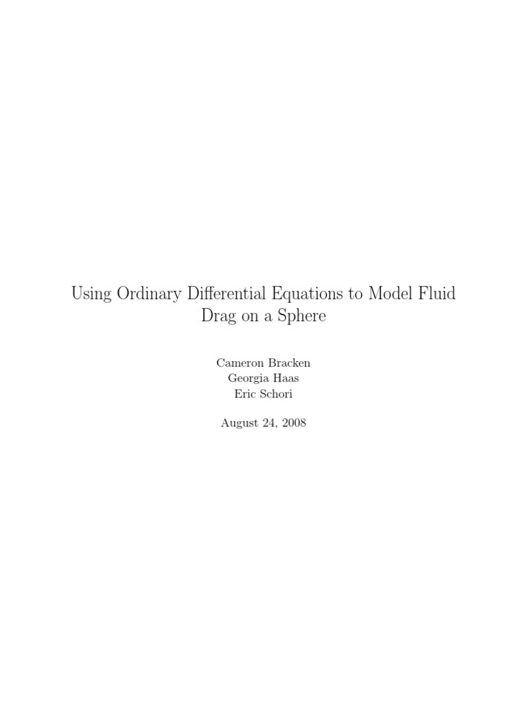 Drag Force On A Sphere | PDF | Drag (Physics) | Equations