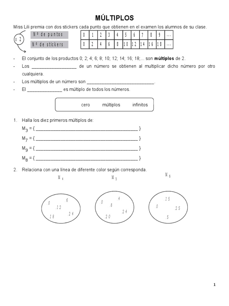 Múltiplos y DIVISORES 2021 | PDF | Matemáticas recreativas | Enseñanza ...