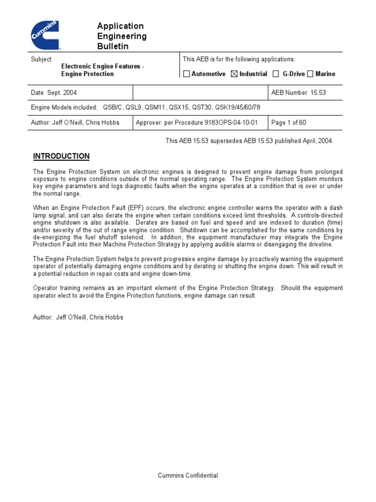 Application Engineering Bulletin: Electronic Engine Features - Engine ...