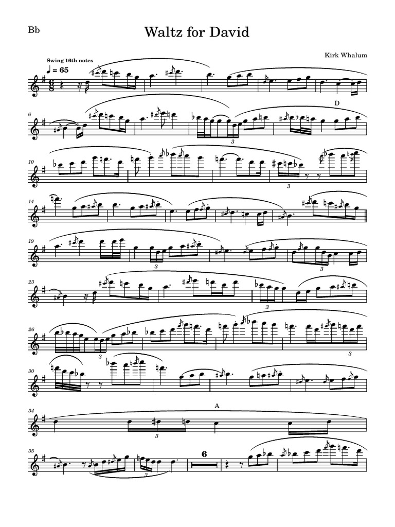Waltz For David: Swing 16th Notes | PDF