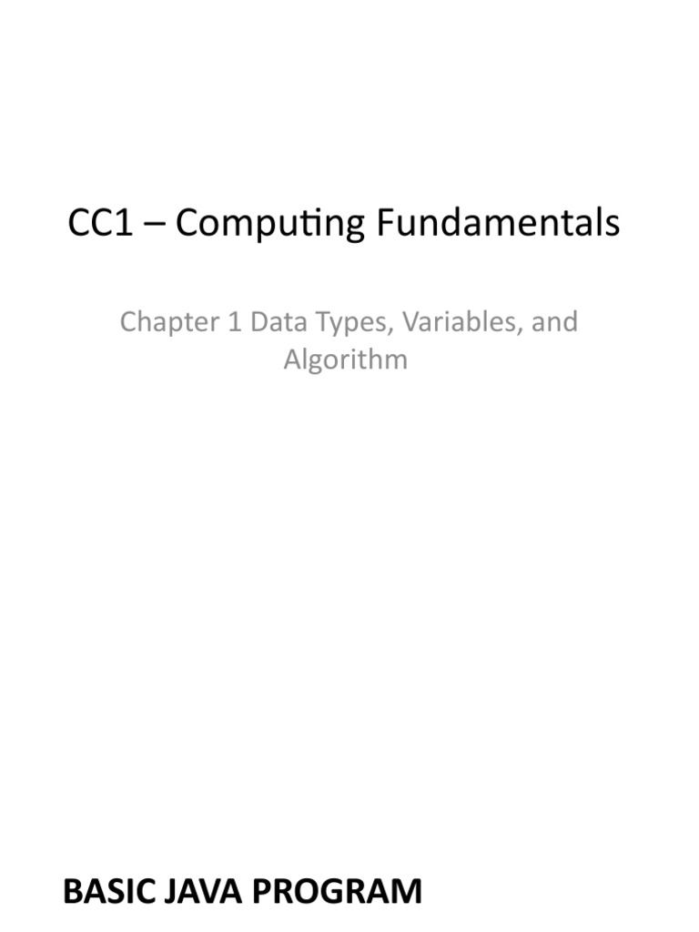 CC1 - Computing Fundamentals: Chapter 1 Data Types, Variables, and Algorithm | PDF | Integer ...