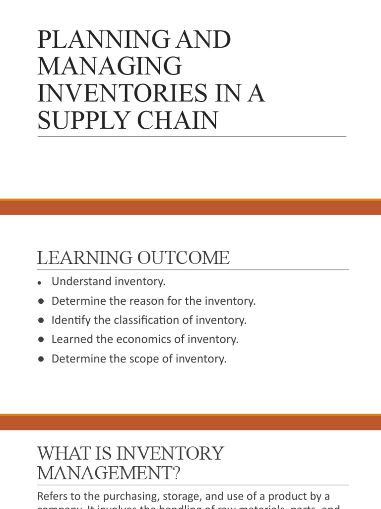 Planning and Managing Inventories in A Supply Chain | PDF | Radio ...