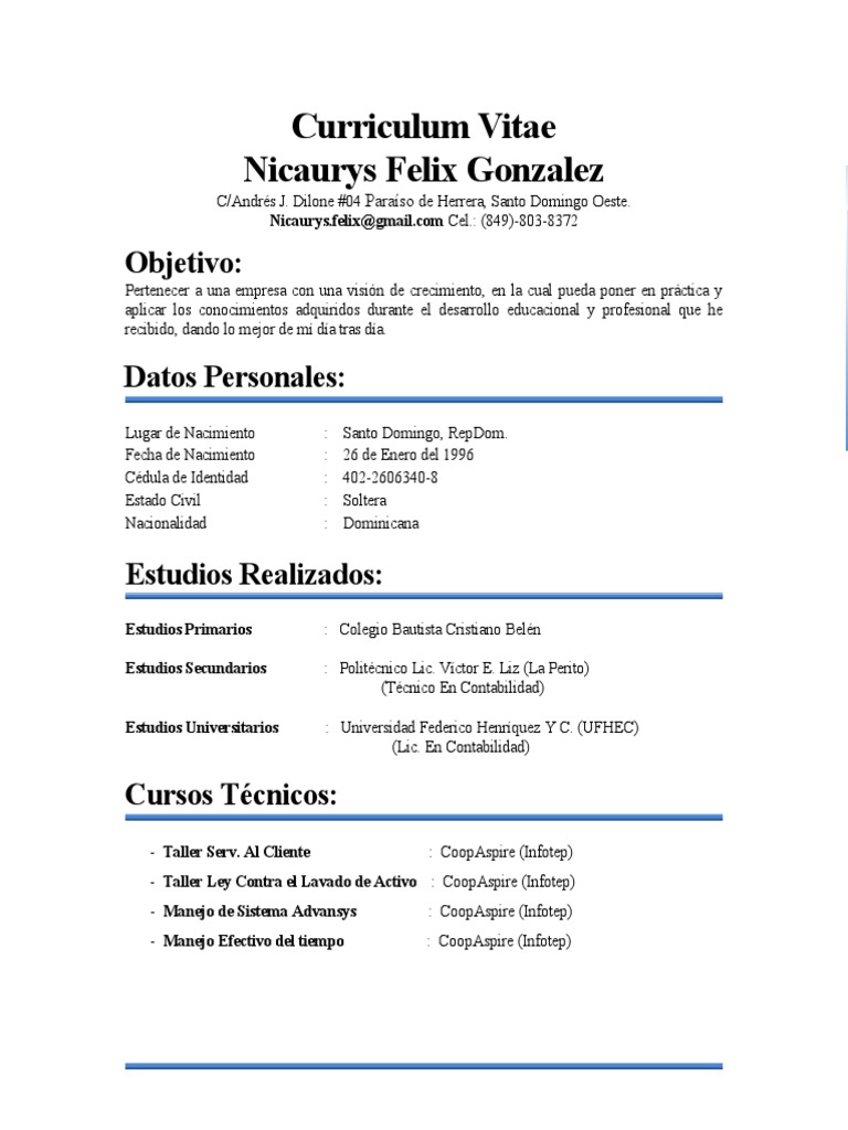 CV Nicaurys | PDF
