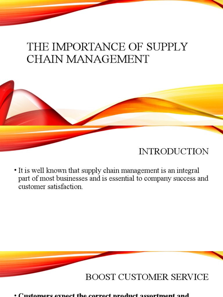The Importance of Supply Chain Management | PDF | Supply Chain | Supply ...