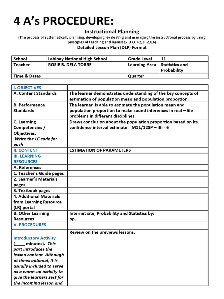 Lesson Plan for Statistics: Confidence Intervals | PDF | Confidence ...