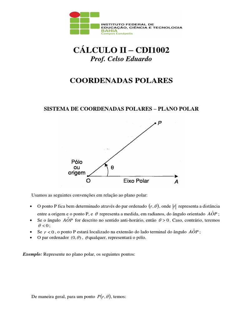 Curso - Coordenadas Polares - Conteúdo (Apostila) | PDF | Linha ...