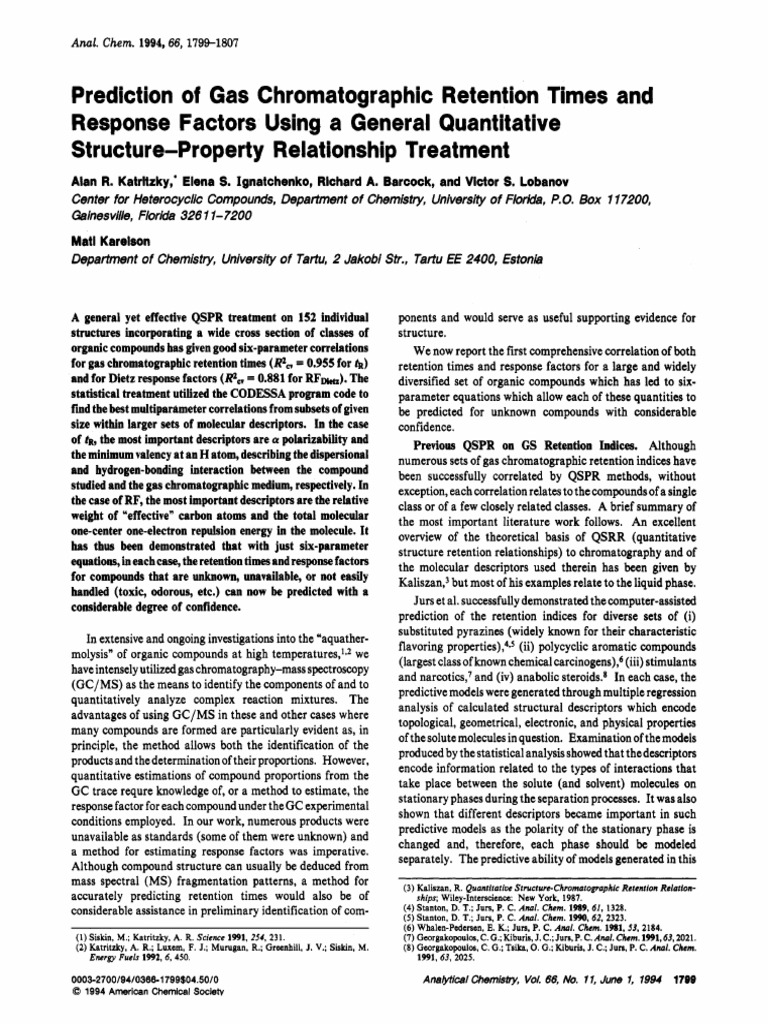 Retention TImes | PDF | Chemical Bond | Gas Chromatography