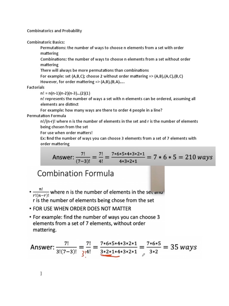 Combinatorics and Probability | PDF