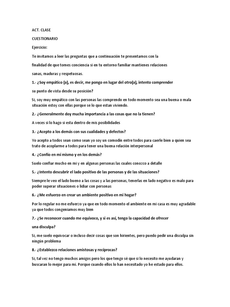 Act. en Clase Cuestionario | PDF | Tolerancia | Science
