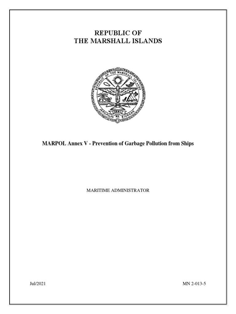 MARPOL Annex V - Prevention of Garbage Pollution from Ships | PDF ...