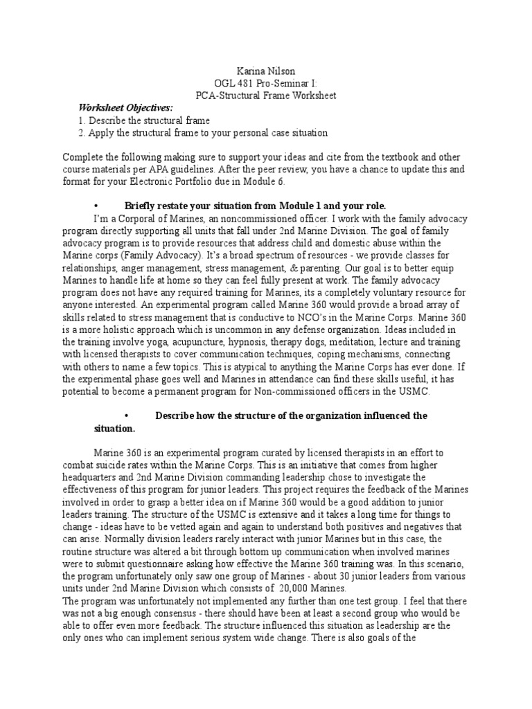 Worksheet Objectives:: - Briefly Restate Your Situation From Module 1 ...