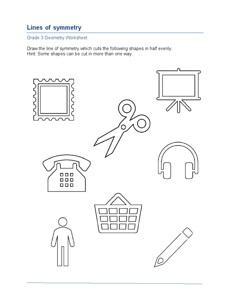 Line Of Symmetry Worksheet Grade 3