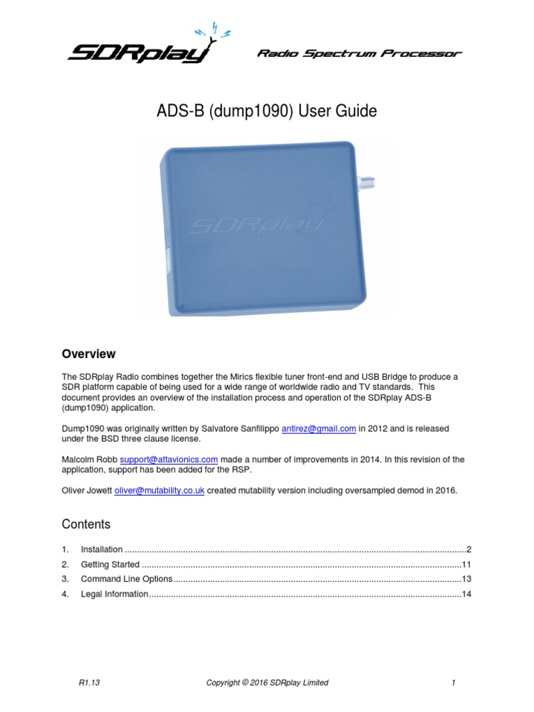 SDRplay ADS-B (Dump1090) User Guide | PDF | Computer Engineering | System Software