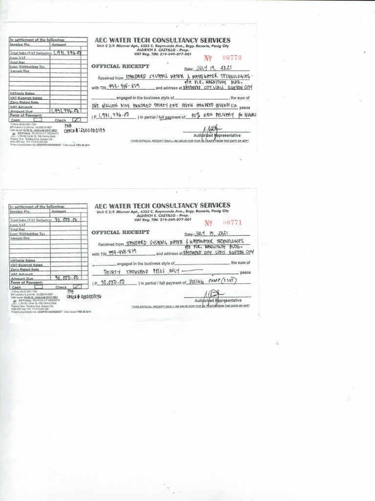 Official Receipt Sample | PDF